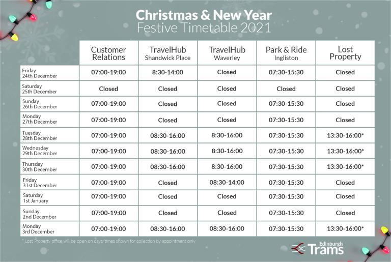 Festive Tram Services | Edinburgh Trams